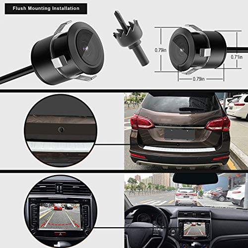 SAMFIWI Backup Camera with Dynamic Moving Guide Line, Waterproof Night Vision Rear View Camera Built-in HD Sensor Suitable for Truck/Pickup Truck/Car(2 Installation Options)