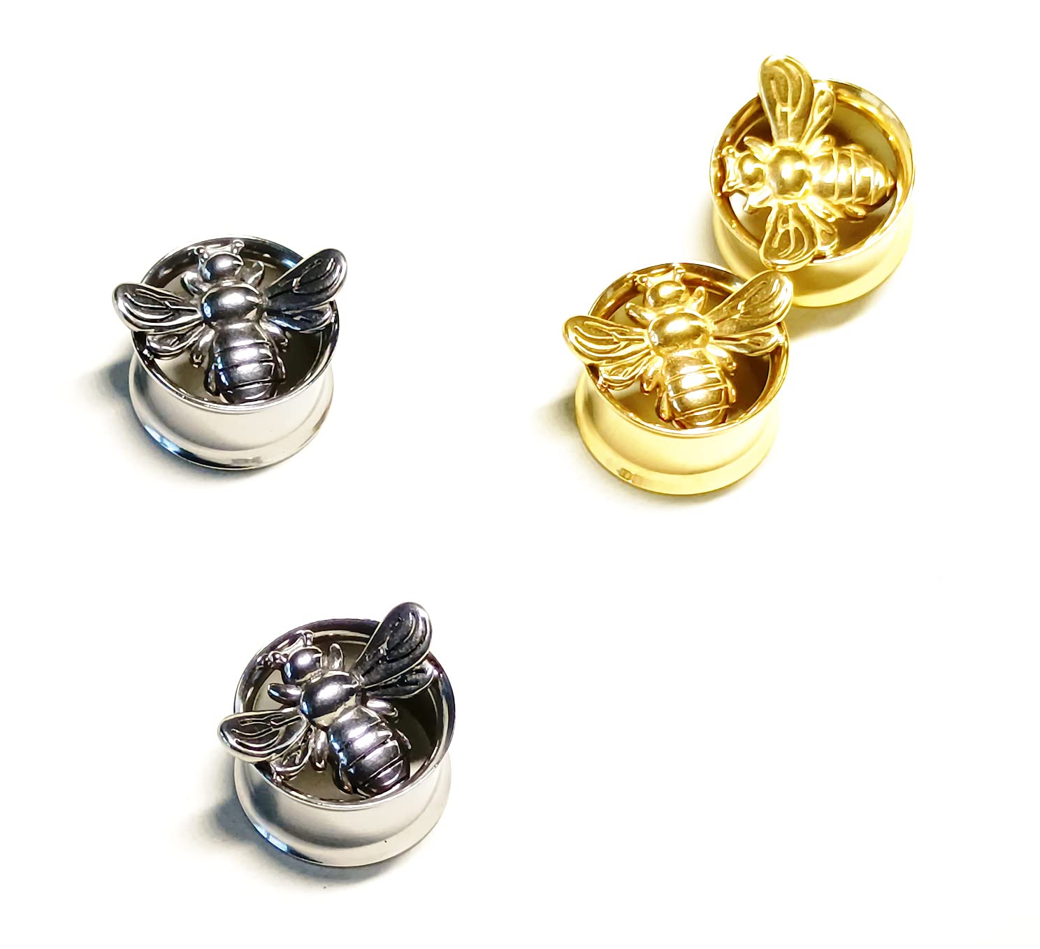 SUPTOP Ear Gauges Ear Plugs and Tunnels for Women Surgical Steel Screwed Ear Tunnels Bee Unique stretched Ears Size 0G