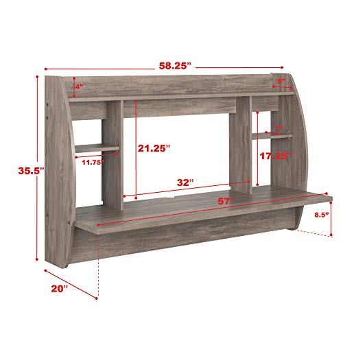 Wide Floating Desk, Drifted Gray