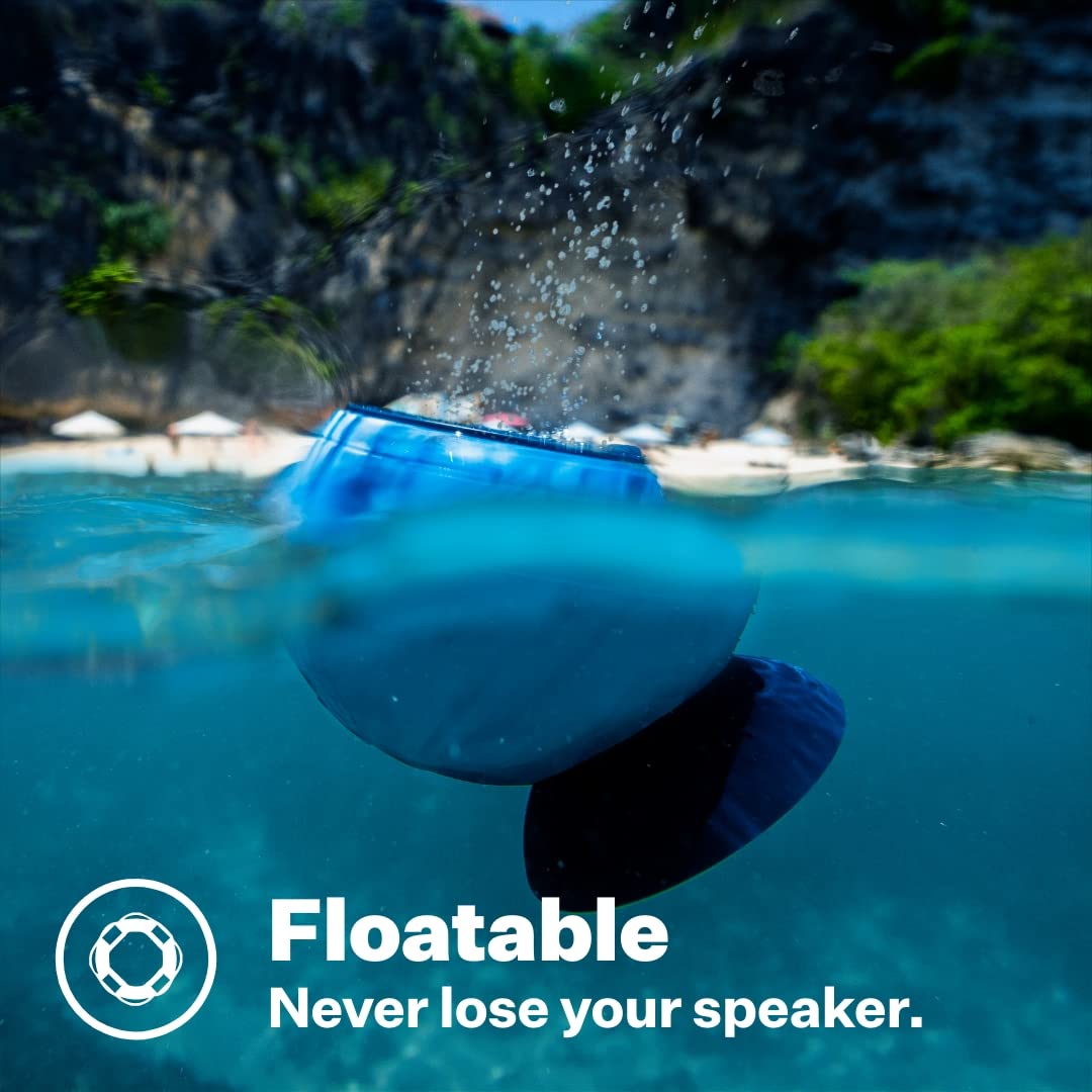 Speaqua – Bluetooth Speaker-Waterproof, Floatable, Portable Speaker Beach Accessory - Dual Portable Speakers Bluetooth Wireless Pairing - Removable Suction - Barnacle Vibe 3.0 (Manta Ray Black)