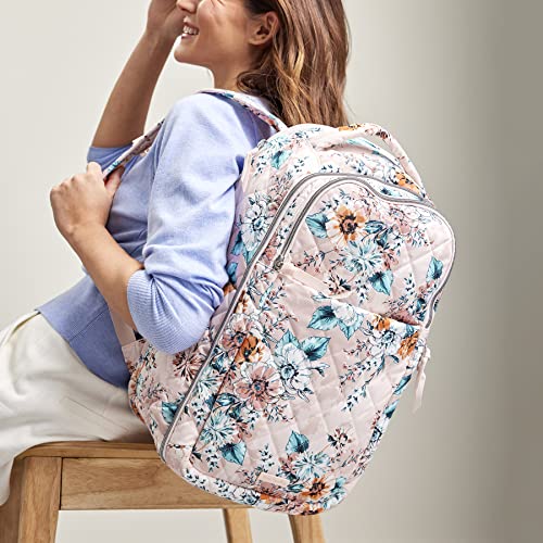 Vera Bradley Women's Performance Twill Travel Backpack Travel Bag, Peach Blossom Bouquet, One Size