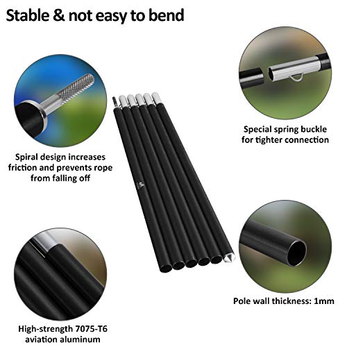 Unigear Telescopic Tent Pole Set of 2 Aluminium Pole for Tarp, Tent, Awning, Camping, Adjustable from 40 cm - 240 cm (Black)