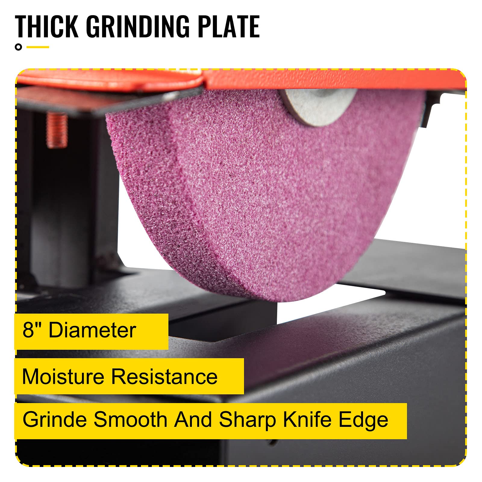 VEVOR Blade Grinder 1/2 HP Lawn Mower Blade Grinder 1700 RPM Variable Speed Bench Grinder 8" Diameter Grinding Plate Power Bench Grinders with Pure Copper Motor for Blade or Tool Grinding in Garden