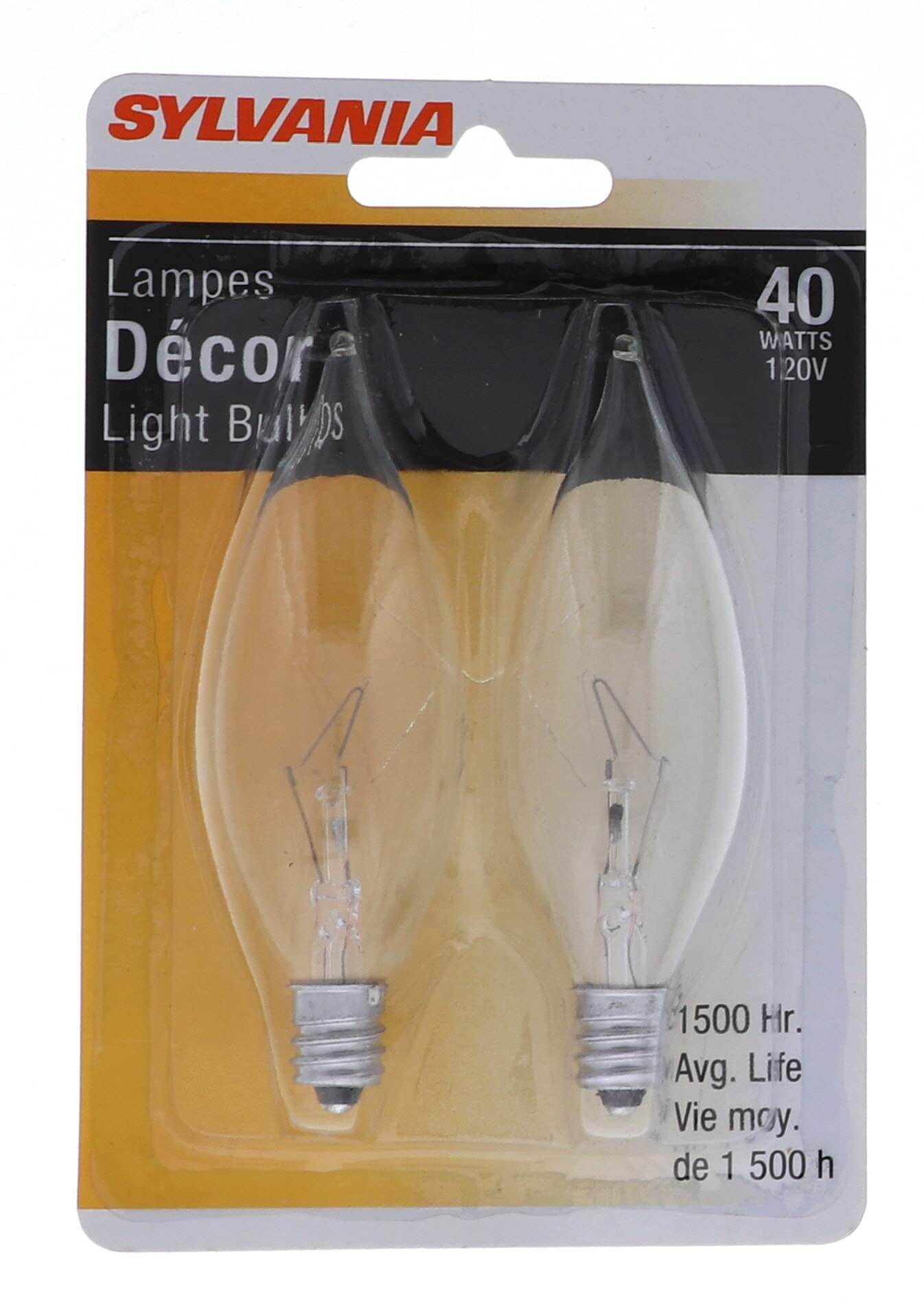 Sylvania 40w Incandescent candelabra Double Life B10 Light bulbs