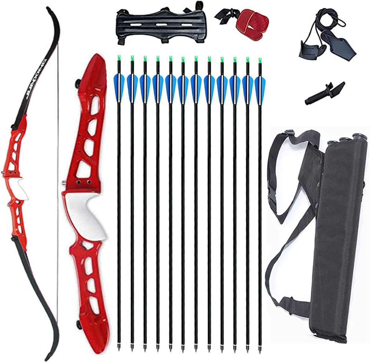 Vogbel 68" Bow and Arrows for Adults & Youth Beginner Archery Takedown Recurve Bow Athletic Bow Competition Longbow Metal Riser Right Hand for Outdoor Shooting Training Practice (Black, 38lb)