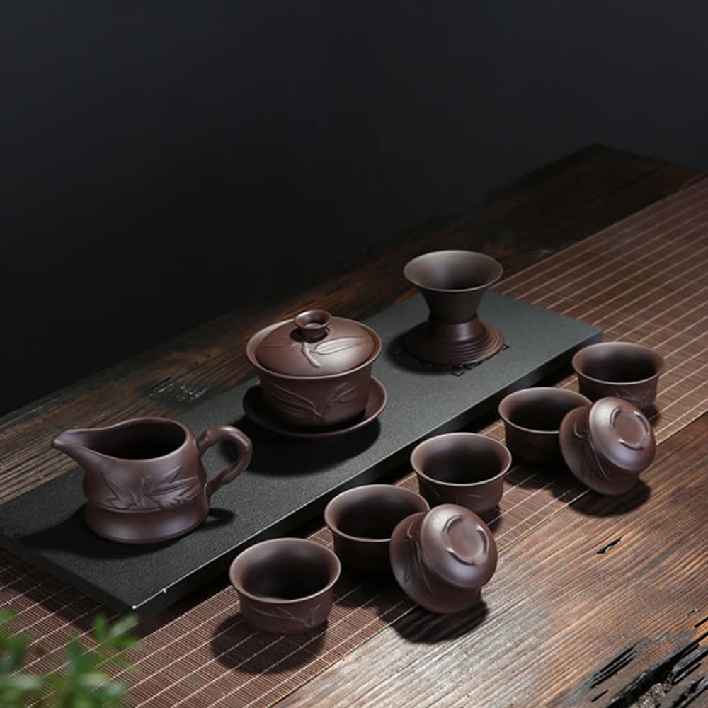 Woonsoon Yixing Chinese Zisha Gaiwan Handmade 150ml China Porcelain Gaiwan Kungfu Teacup Traditional Chinese Teaware Tea Set
