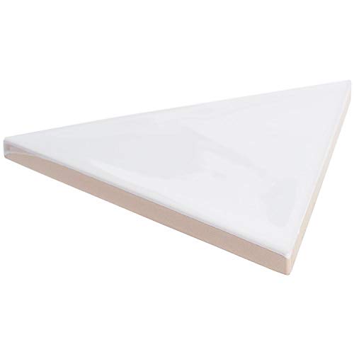 Siene Triangle White 5 in. x 4 in. Glossy Ceramic Backsplash, Kitchen, Bathroom Wall Tile Sample