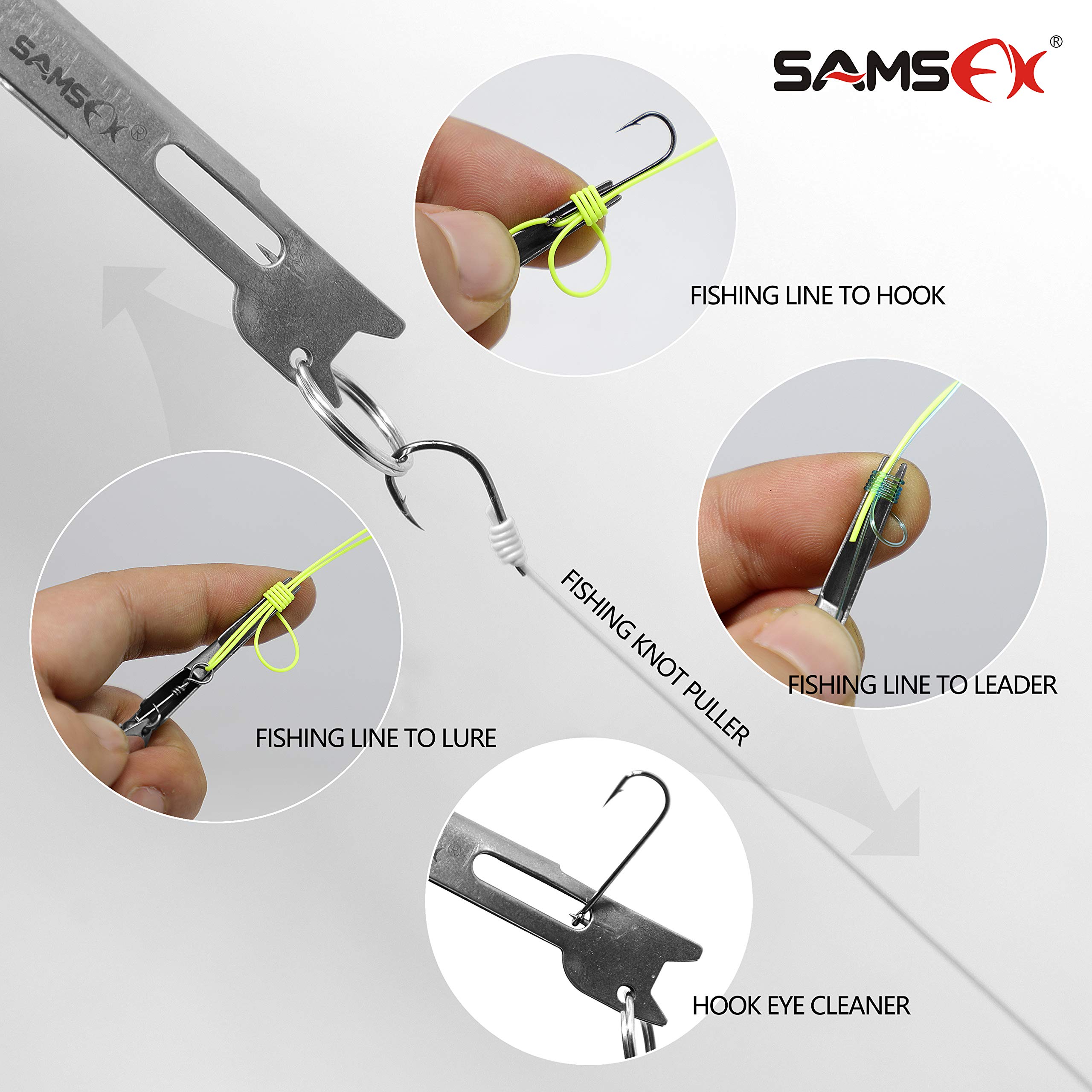 SAMSFX Fishing Magnum Knot Tying Tool and Loop Tyer with Zinger Retractor Combo Fly Fishing Angler Accessories (Silver Knot Tool with Retractor & Loop Tyer)
