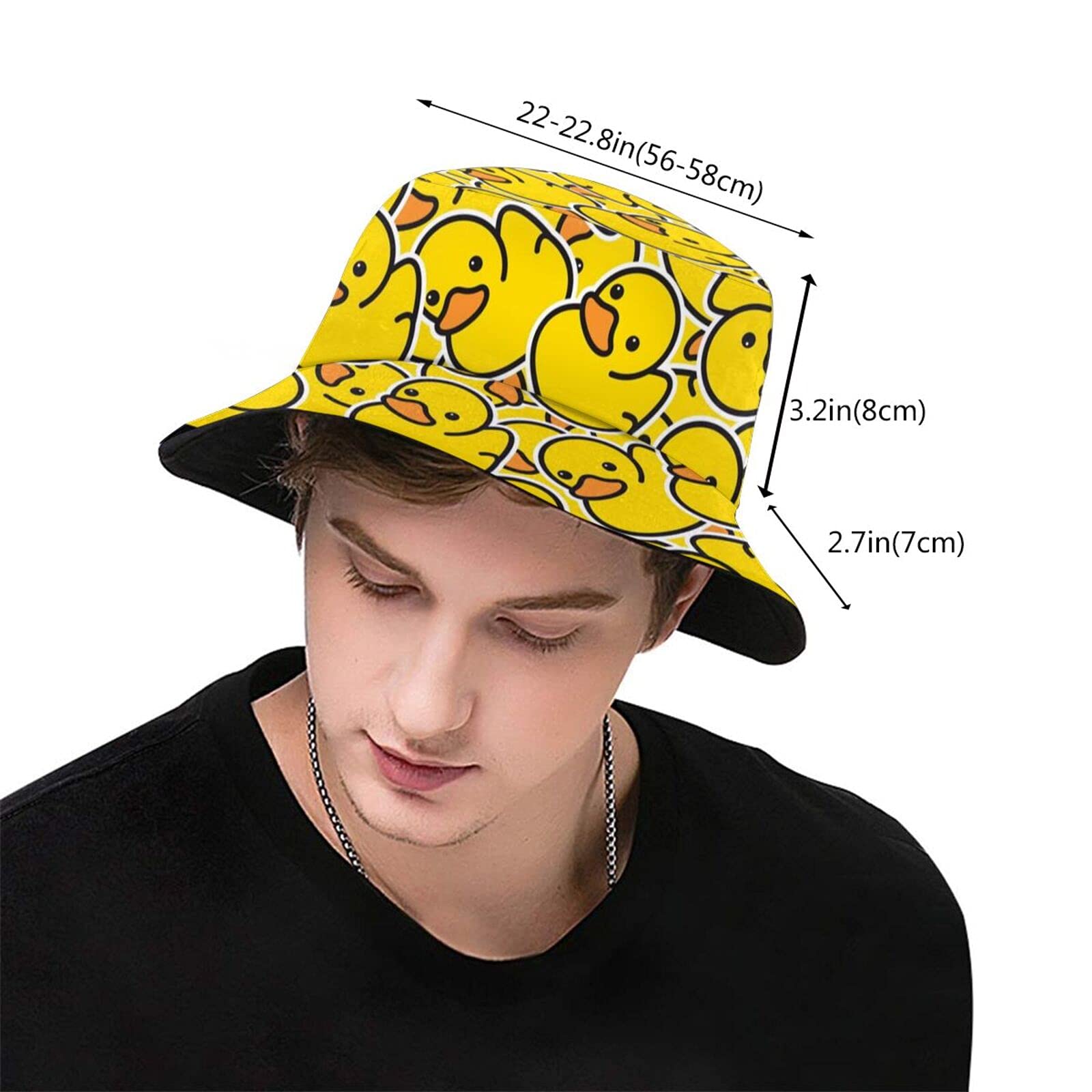 Rubber Duck Pattern Bucket Hats Fashion Sun Cap Packable Outdoor Fisherman Hat for Women and Men