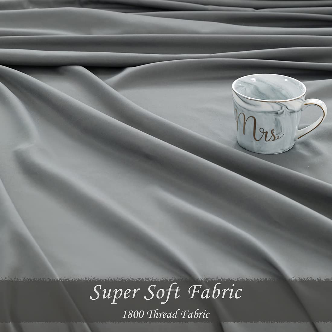 UNILIBRA Queen Bed Sheet Set,6 Pieces Super Soft Brushed Microfiber Sheets Set for Queen Size Bed, Luxury 1800 Thread Count, 16 Inches Deep Pockets, Wrinkle & Fade & Stain Resistant Grey Sheet Sets