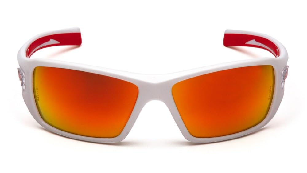Pyramex Velar Safety Glasses, White-Red Frame/Sky Red Mirror Lens