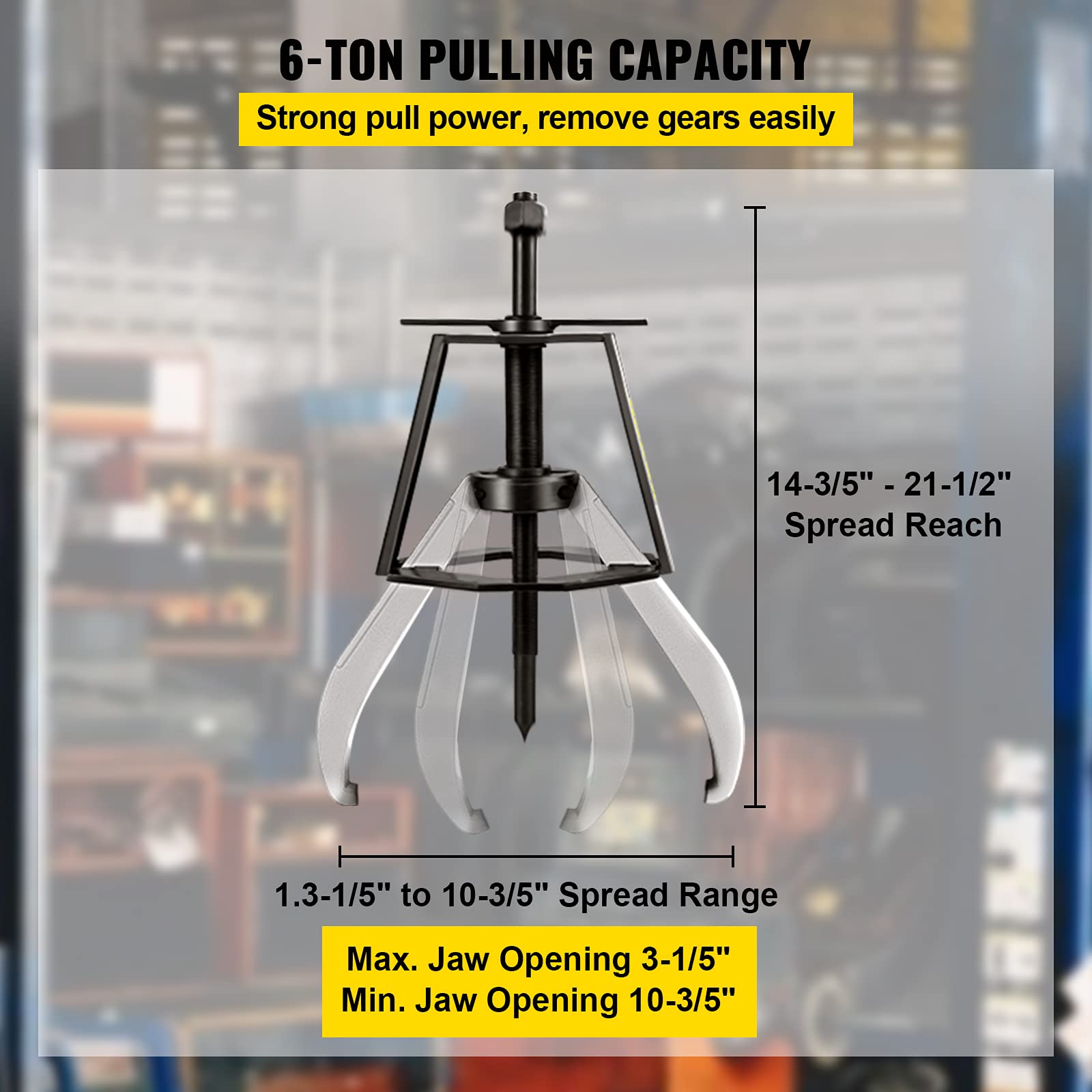 VEVOR Gear Puller 2 Jaw Puller, 14 Ton/30854 LBS Capacity Manual Puller, 21-1/3"-28" Spread Reach and 3-1/3" -12-1/5" Spread Range, 20" Overall Length Gear Removal Tools For Slide Gears, Pulleys