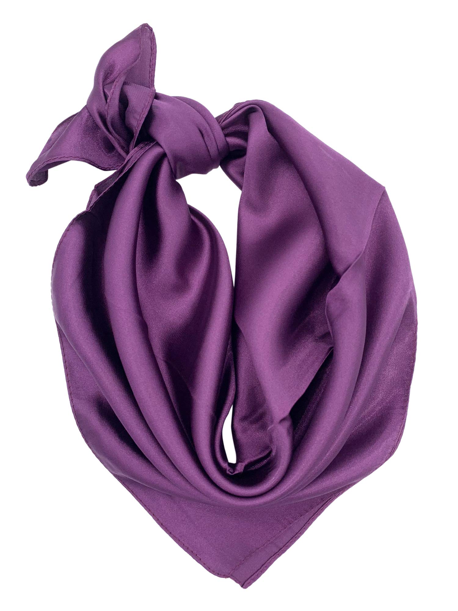 YOUR SMILE Silk Feeling Like Pure Color Scarf Women’s Fashion Pattern Large Square Satin Headscarf Headdress 24''x24'',Purple