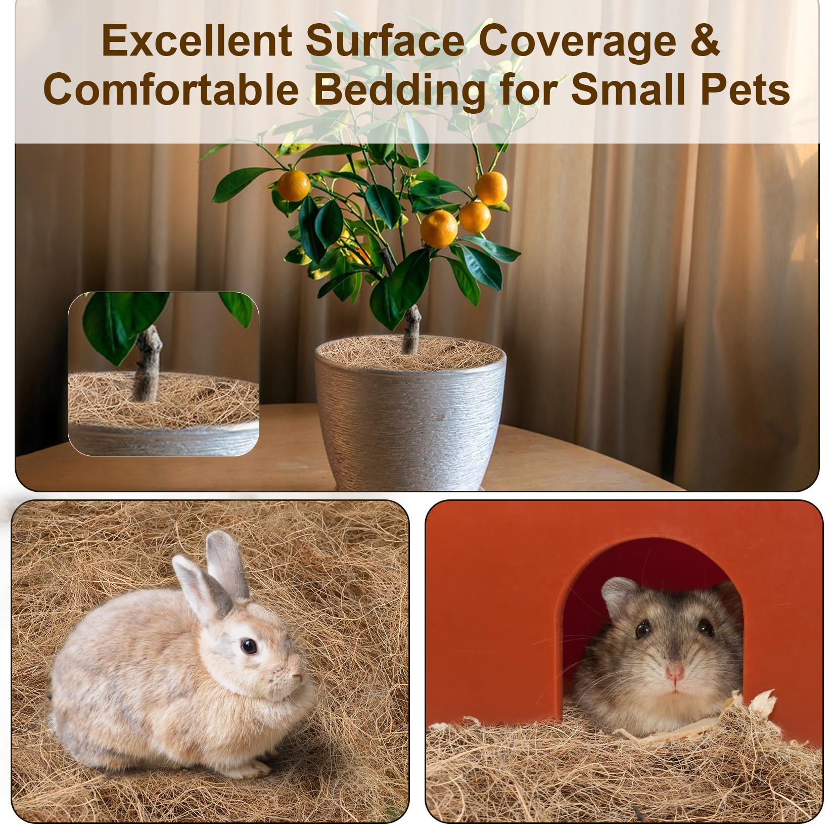 Sukh 110G Coconut Fiber for Bird Nest - Canary Nesting Material Coconut Bird Nest Finch Coconut Fiber Loose Bedding Substrate for Laying Eggs,Resting Materials for Birds, Hummingbird Parakeet