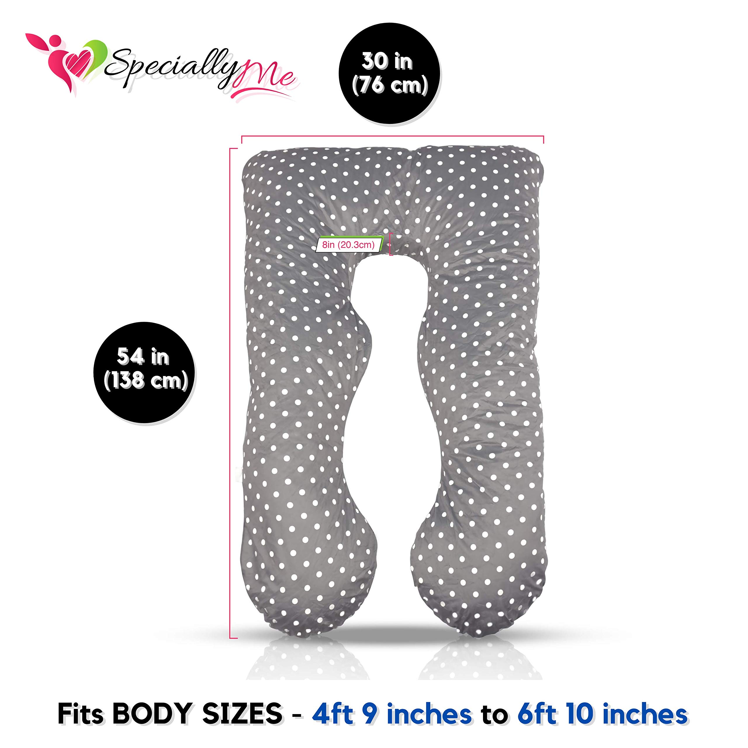 SPECIALLYME U-Shaped Pregnancy Pillow with Removable Washable Cover - Maternity Long Body Pillow I Comfortable Side or Back Sleeping for Mommy I Wife