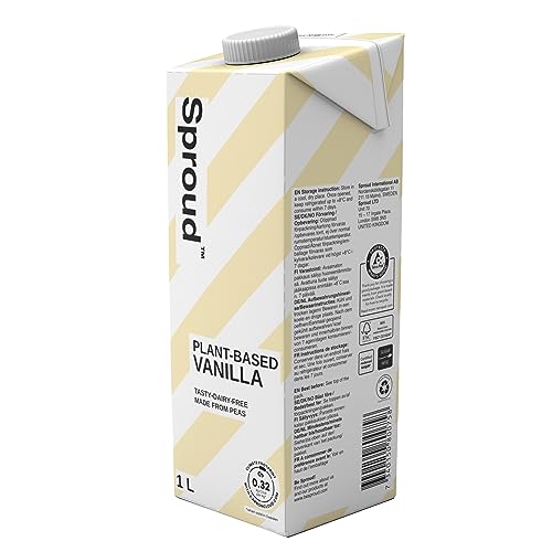 SPROUD Dairy Free Milk VANILLA Flavor, Vegan Milk with Plant-Based Pea Protein, Shelf Stable Non-GMO, 1 Liter (Pack of 6)
