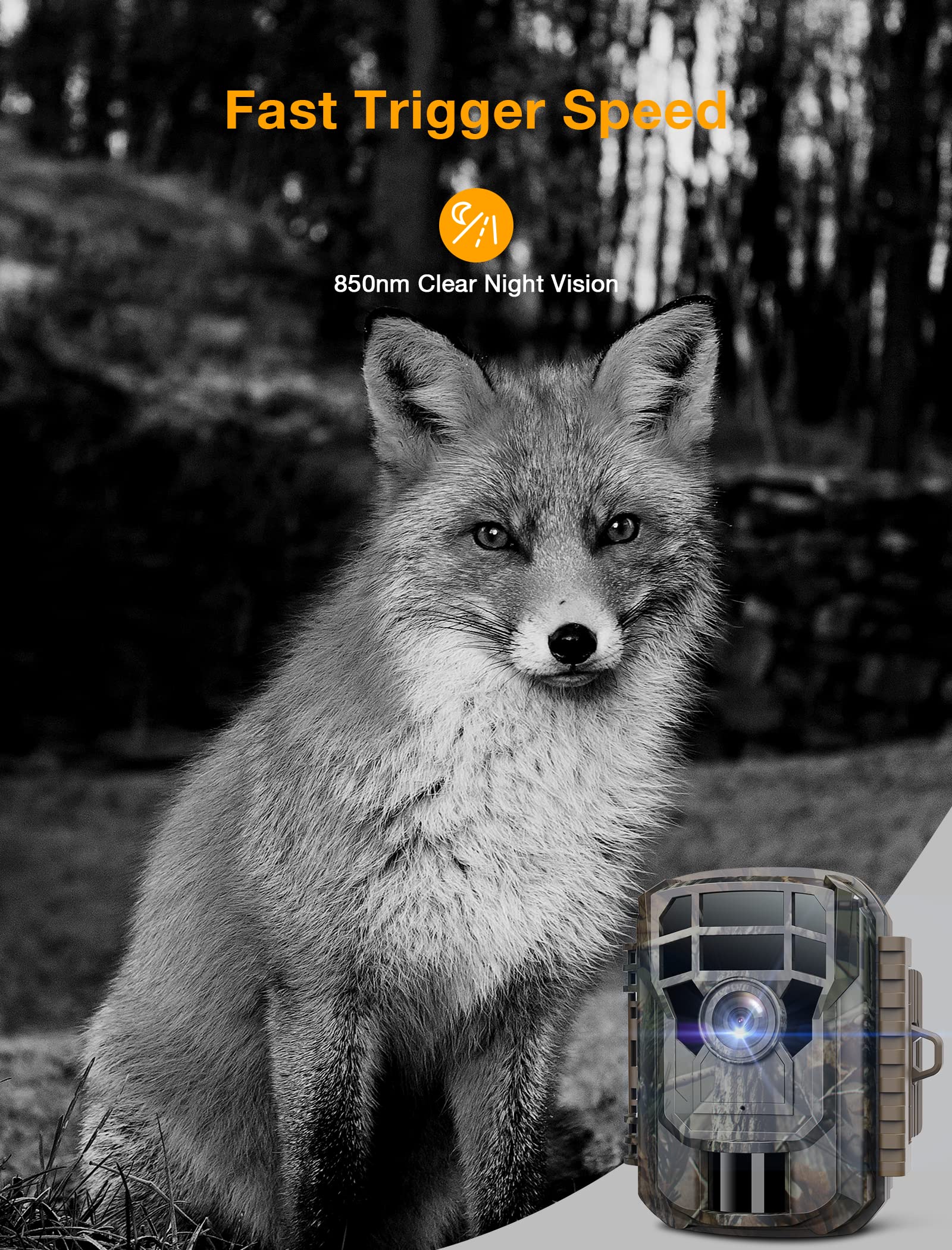VOOPEAK Mini Trail Camera 2024 Upgrade 36MP 2K Small Hunting Game Camera with Night Vision Motion Activated IP66 Waterproof, 120° Wide-Angle Trail Cam Small for Wildlife Scouting