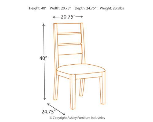 Signature Design by Ashley Grindleburg Farmhouse Ladder Back Cushioned Dining Chair, Set of 2, Whitewash