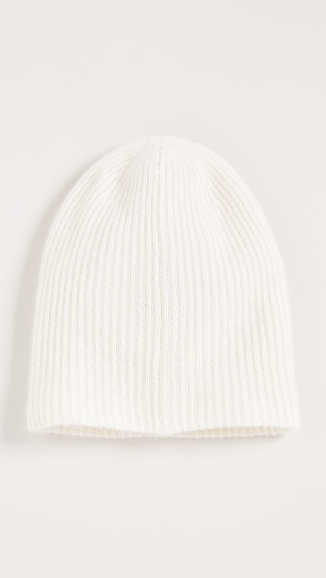 White + Warren Women's Plush Rib Cashmere Beanie, Soft White, One Size