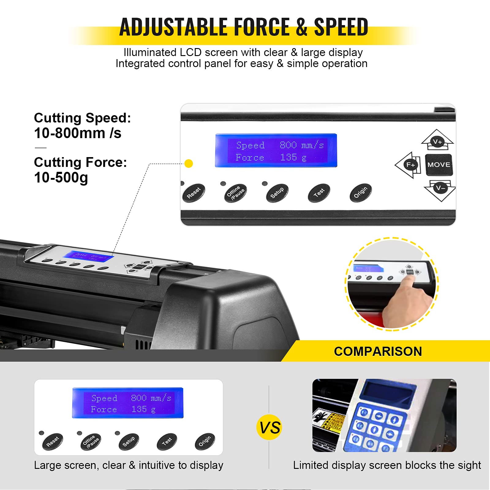 VEVOR Heat Press Machine 15x15 inch 6 in 1 T-Shirt Heat Press and Vinyl Cutter 34 inch Plotter Machine 870mm PC Only Paper Feed Vinyl Cutter Plotter