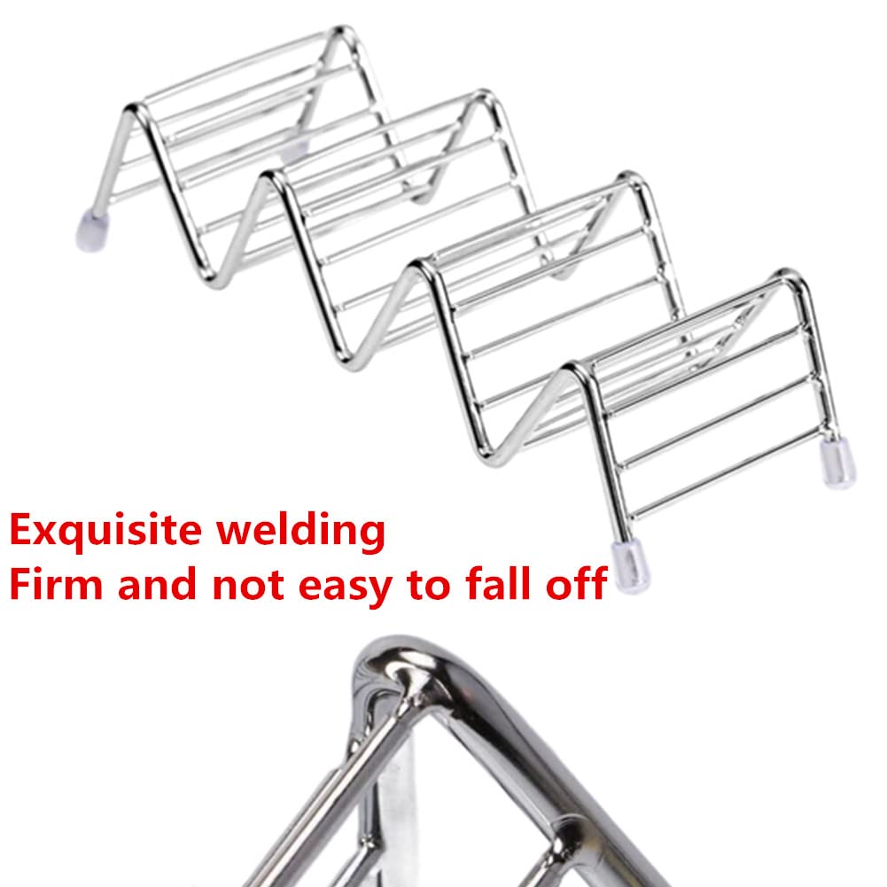 Stainless Steel Taco Holder Stand for 3-4 Tacos Each, Wider Metal Tortilla Tray Holder Rack for Serving Tacos Plates, Taco Shell Mold