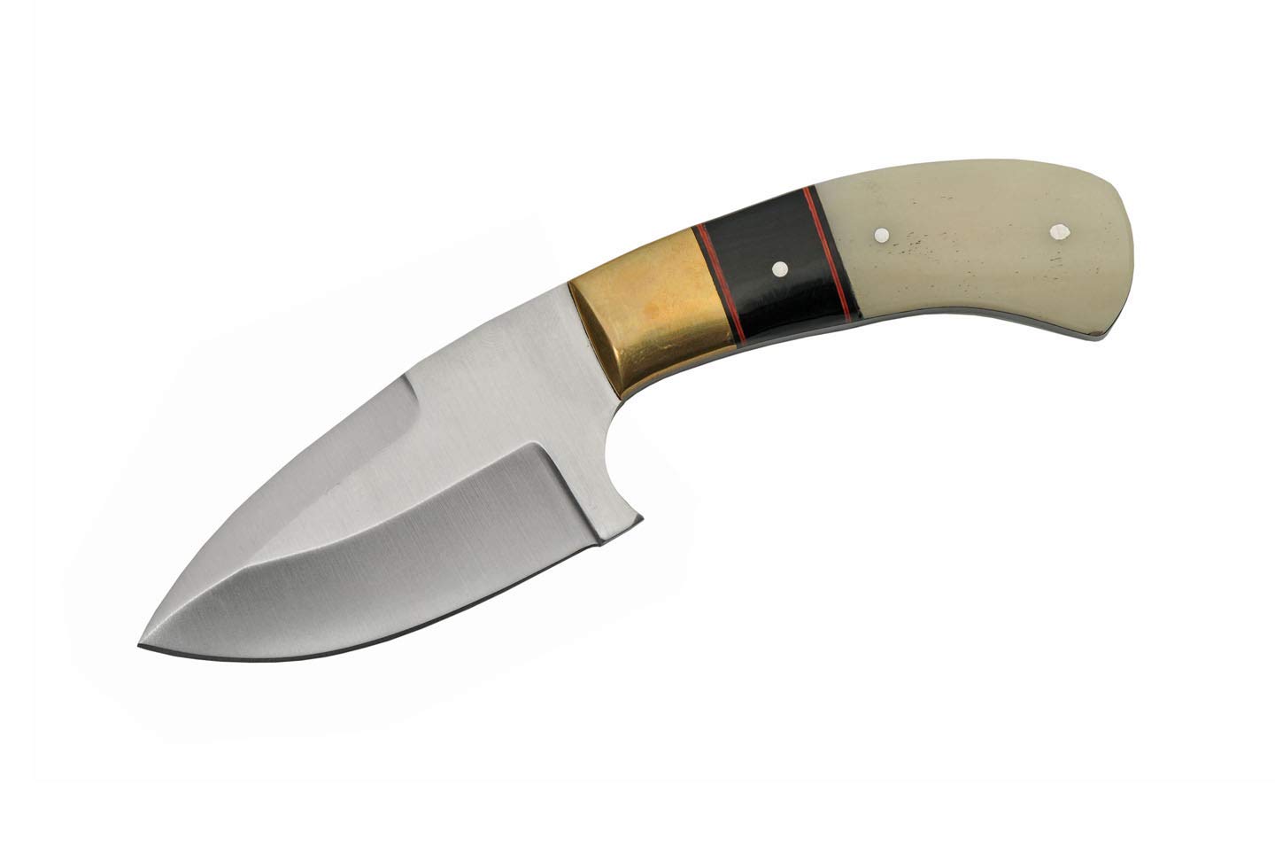 Szco Supplies 7" Full-Tang Bone/Horn Handle Hunting Skinning Knife with Sheath,white/black