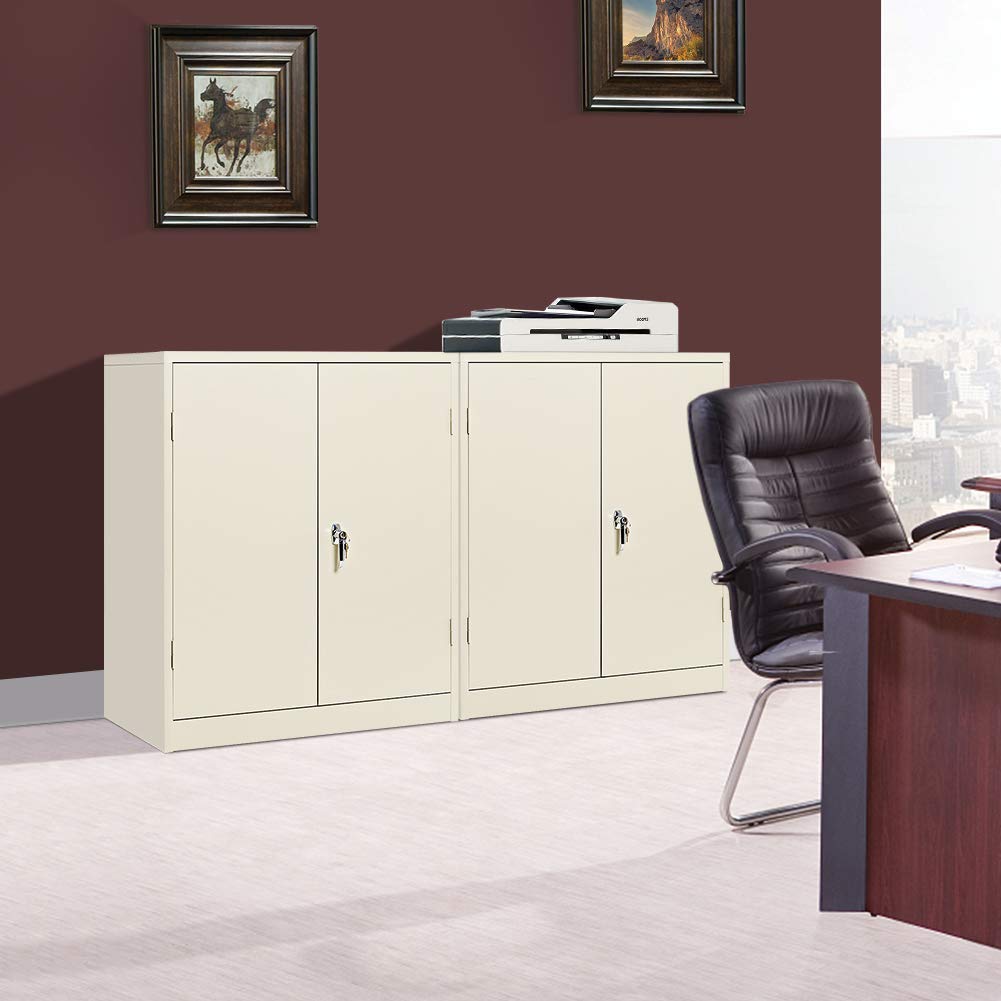 Superday Vanity Set, Wood Storage Dressing Table with Doors, Utility Office Furniture Makeup Desk with Visible Drawers, for Home and Garage, White