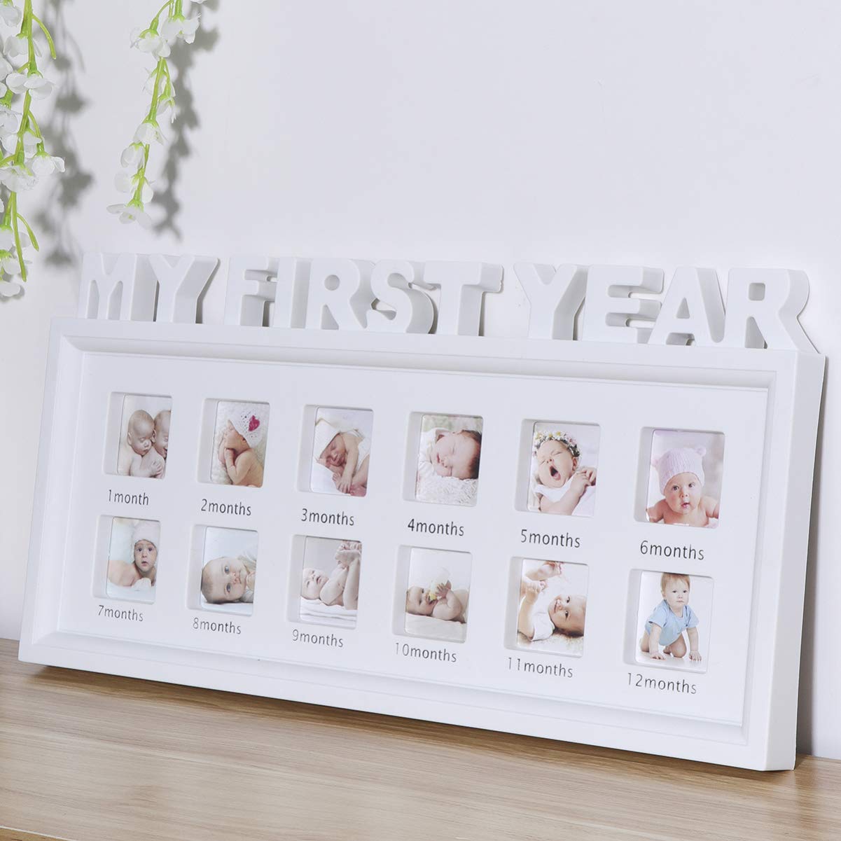 VOSAREA Infant Baby Newborn Photographs Albums My First Year Photo Frame Memorable Keepsake Frame