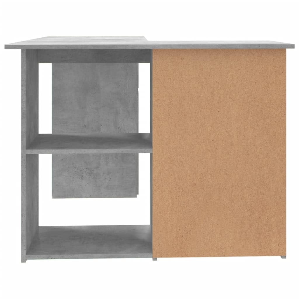 vidaXL Corner Desk, L-Shaped Computer Desk with Storage, Home Office Desk, Workstation Table, Scandinavian Style, Concrete Gray Engineered Wood