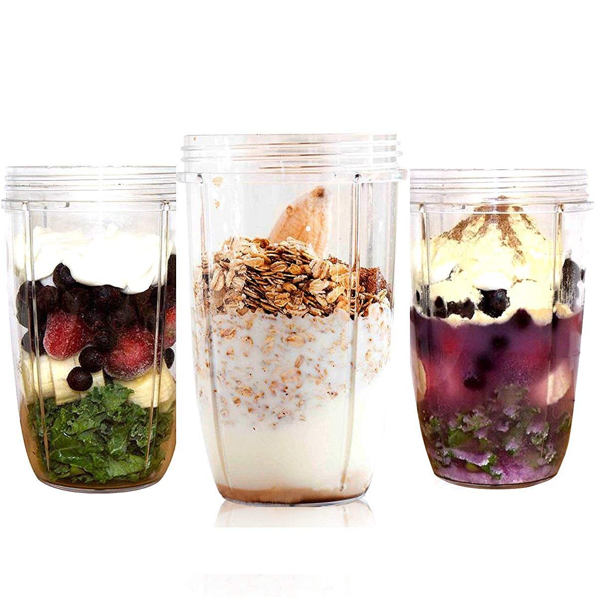 Replacement Parts 32oz Cups with Flip-Top To-Go-Lid Compatible with NutriBullet 600w/900w Blender Cups