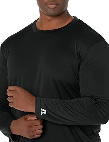 Russell Athletic Men's Standard Long Sleeve Performance Tee, Black, Large