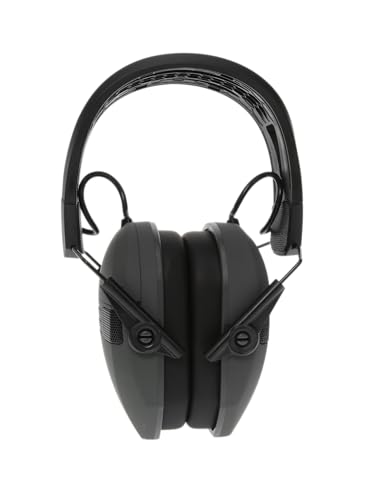 Walker's Razor Tacti-Grip Earmuffs- Battleship Grey, High Performance Silicone Composite Slip Free Headband- Natural Sound Clarity Full Dynamic Range 23NRR