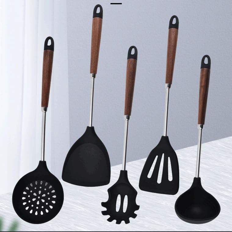 SLEEVY Heat Resistant Silicone Kitchenware Cooking Utensils Set Colander Frying Shovel Soup Spoon Kit