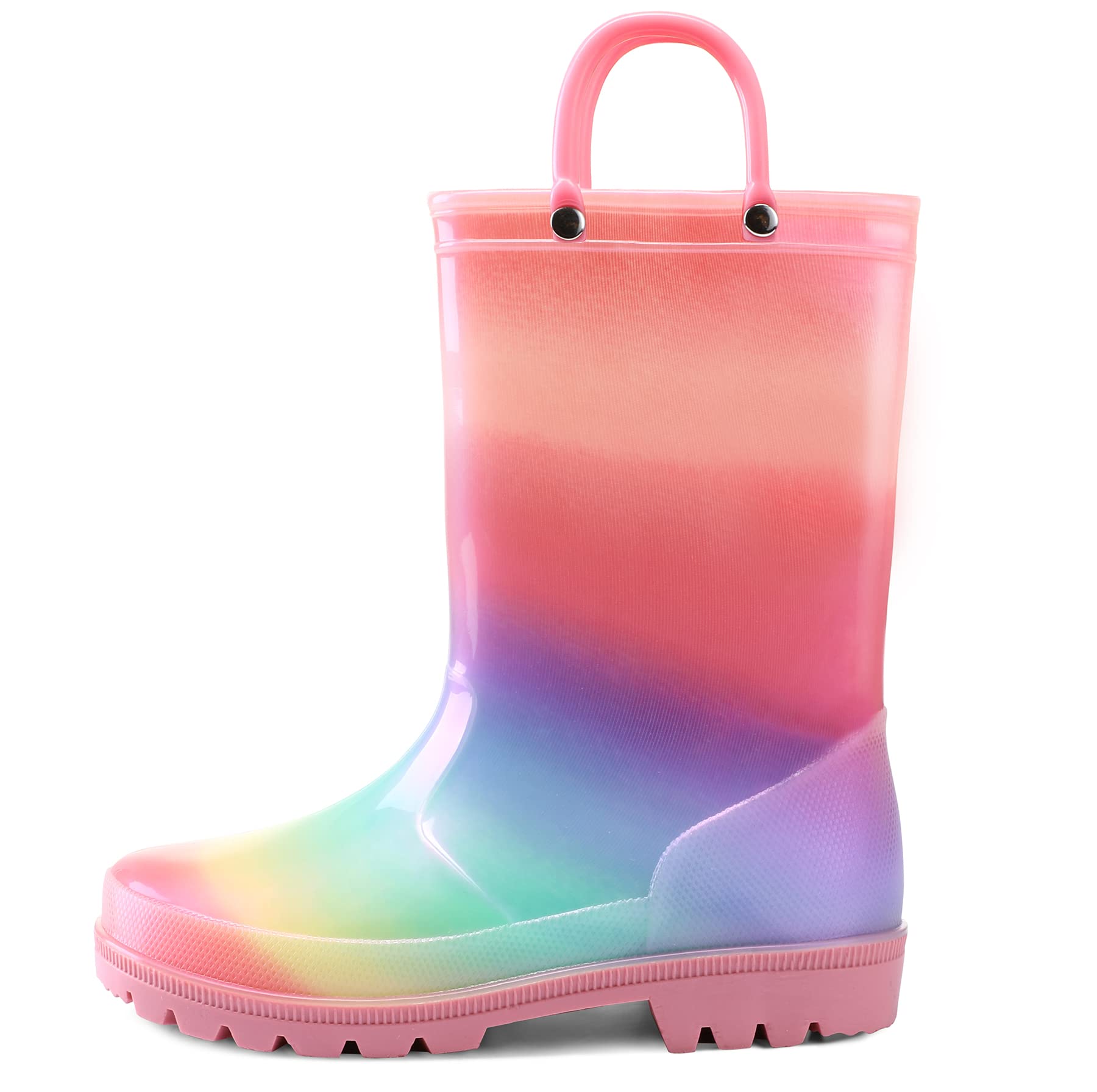 SHOFORT Kids Boys Girls Rain Boots with Easy-on Handles Rainboots (Toddler/Little Kid/Big Kid)