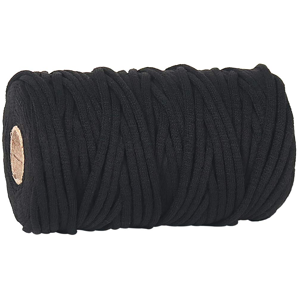 Soft Black Elastic Cord String 1/8 inch 109 Yard for Mask Making, 3mm Round Stretchy Band Rope for Homemade Ear Loops Sewing DIY Crafts