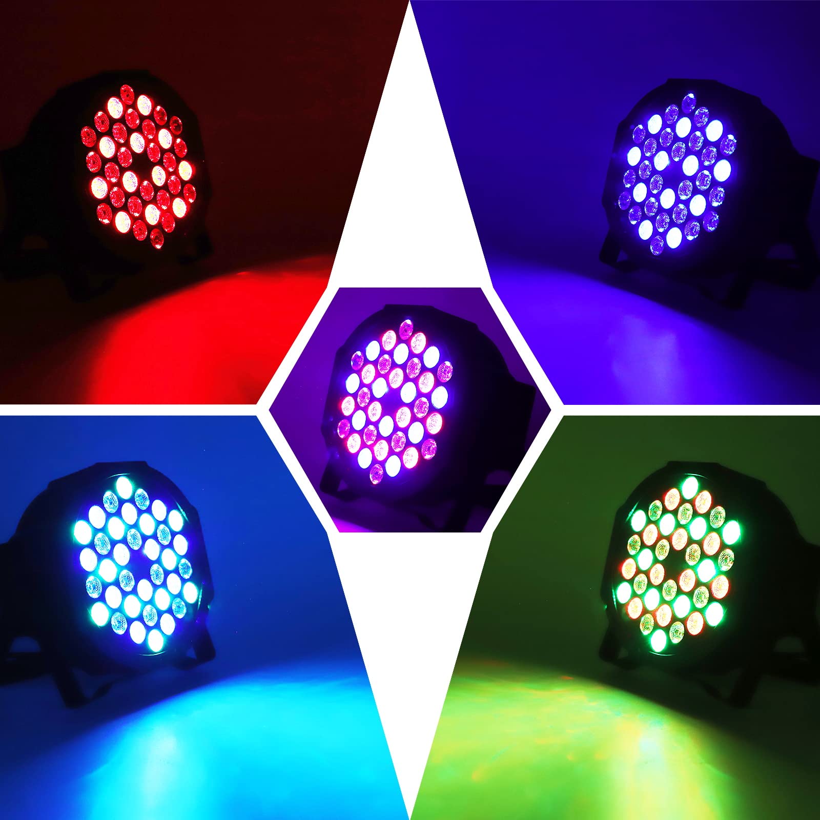 Stage Lights 36 LED Par Lights DJ Lights for Party U`King Disco Wedding Halloween, DMX Control Sound Activated RGB Party DJ Lights