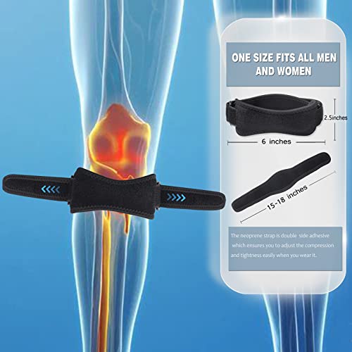 WOPOKY Patella Tendon Knee Strap, Knee Pain Relief for Torn Meniscus ACL MCL Arthritis Tendonitis, Knee Brace Support for Working Out Weightlifting Squats Running Jumpers Tennis. (2 Pack)