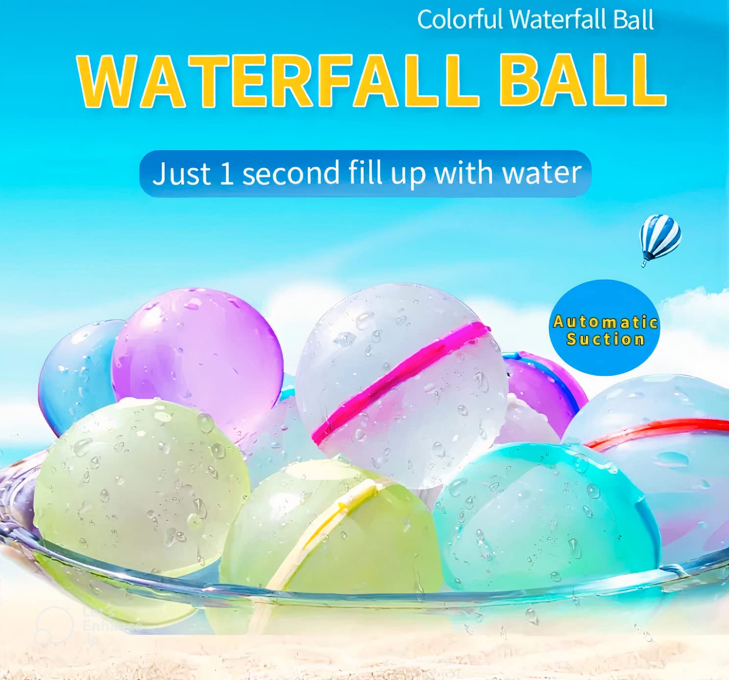 Summer Special: (5pcs) Reusable, Eco-friendly Water Balloons for Adults and Kids, Quick Fill and Self Sealing Party Balls, Multicolor