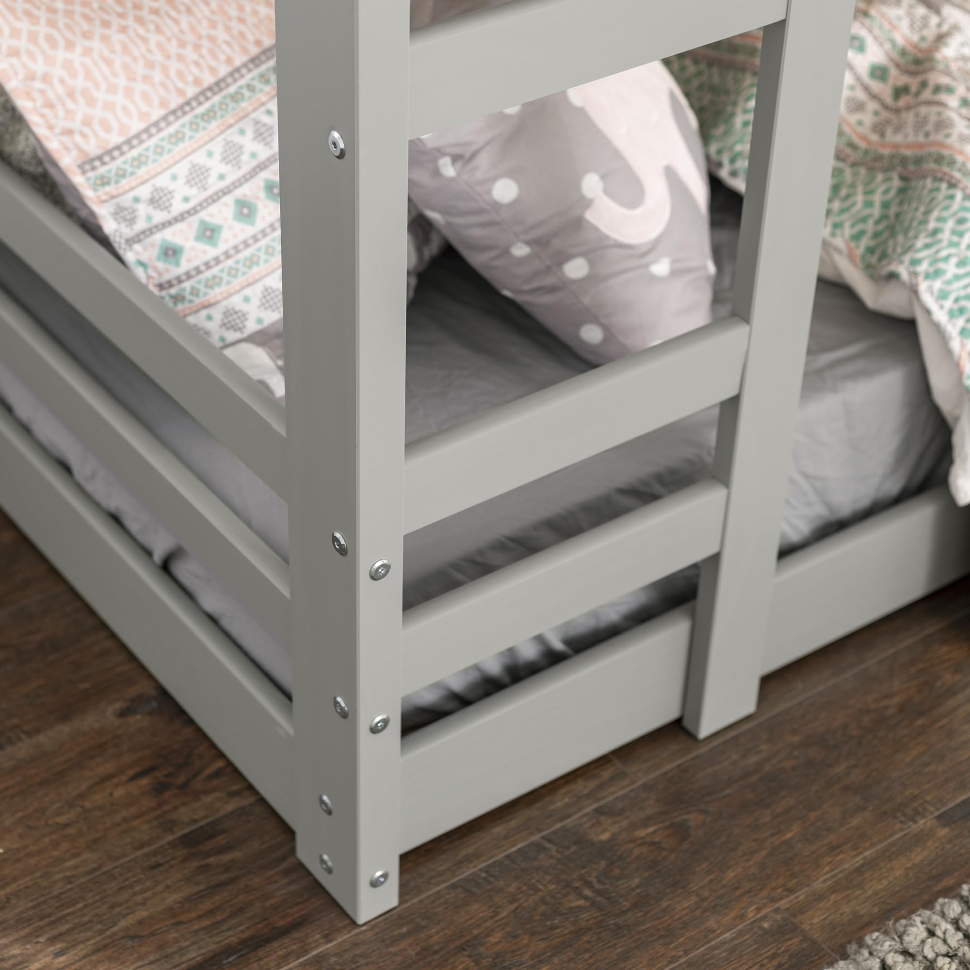 Walker Edison Alexander Classic Solid Wood Stackable Jr Twin over Twin Bunk Bed, Twin over Twin, Espresso