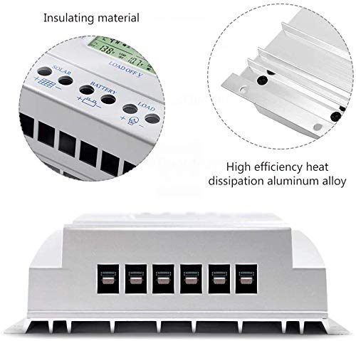 Solar Charge Controller 80A PWM 12V 24V 1920W Solar Panel Charger Discharge Regulator with 5V USB Output Multip Circuit Protection Anti-Fall Durable ABS Housing Heat Sink (L80A)