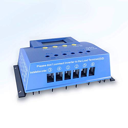 Solar Charge Controller 60A 12V 24V Auto, PWM Solar Regulator 60 amp Max Input 720W-1440W with Backlight LCD Display Dual USB 5V fit for Lead-Acid Batteries