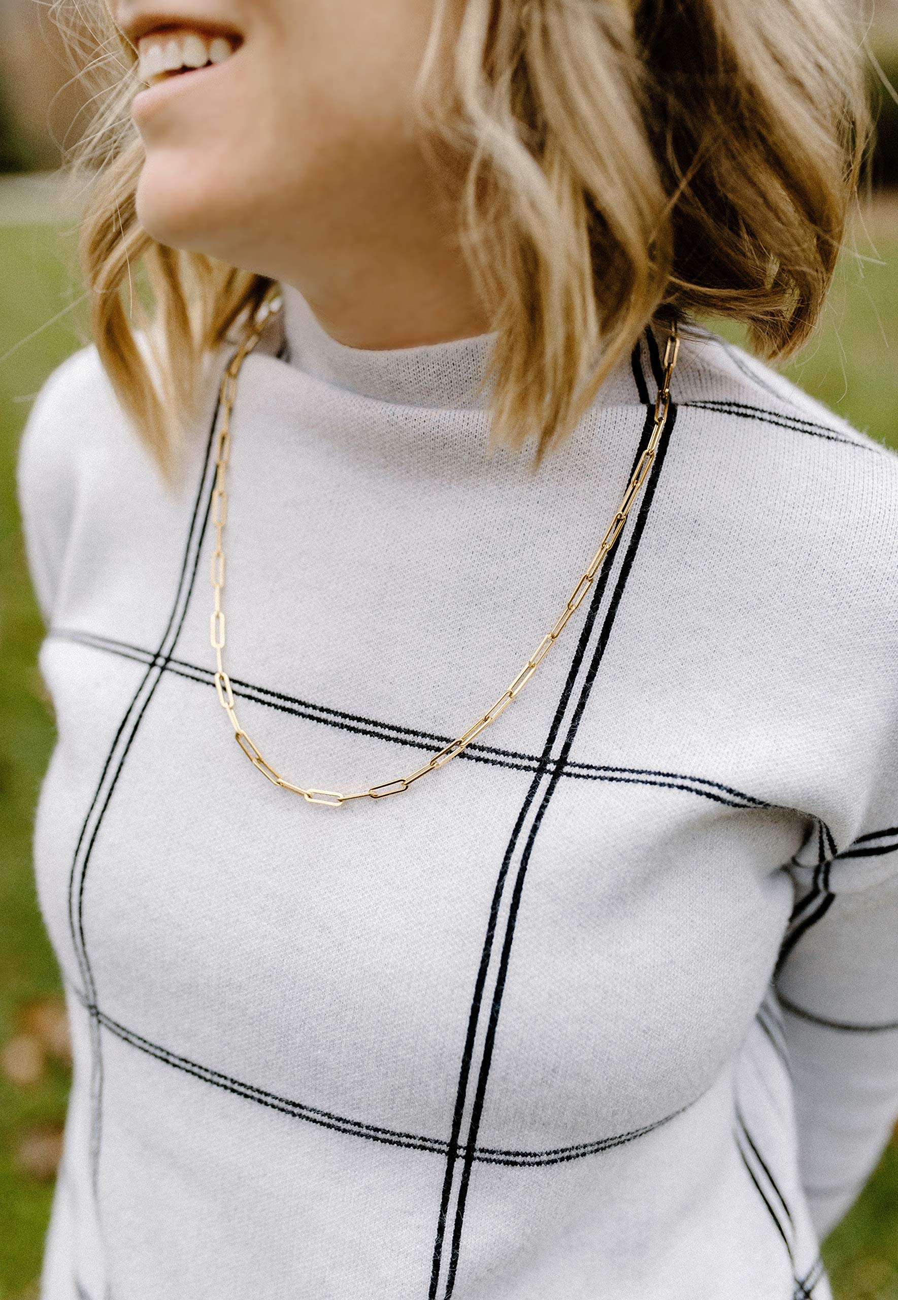 STONEMINT 18k Warm Yellow Gold-Plated 4.8mm Paperclip Link Chain Necklace - 24"