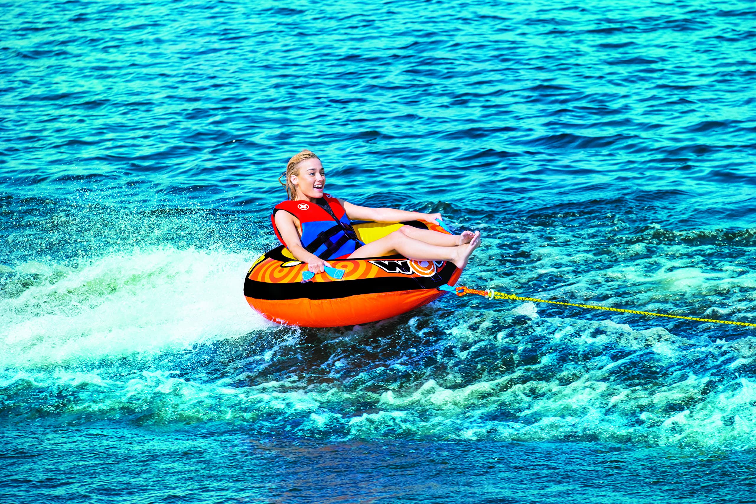 WOW Sports - Lil' Skipper Inflatable Towable Tube - 1 Rider - Perfect For Kids & Adults - Soft Top - Boating Accessory
