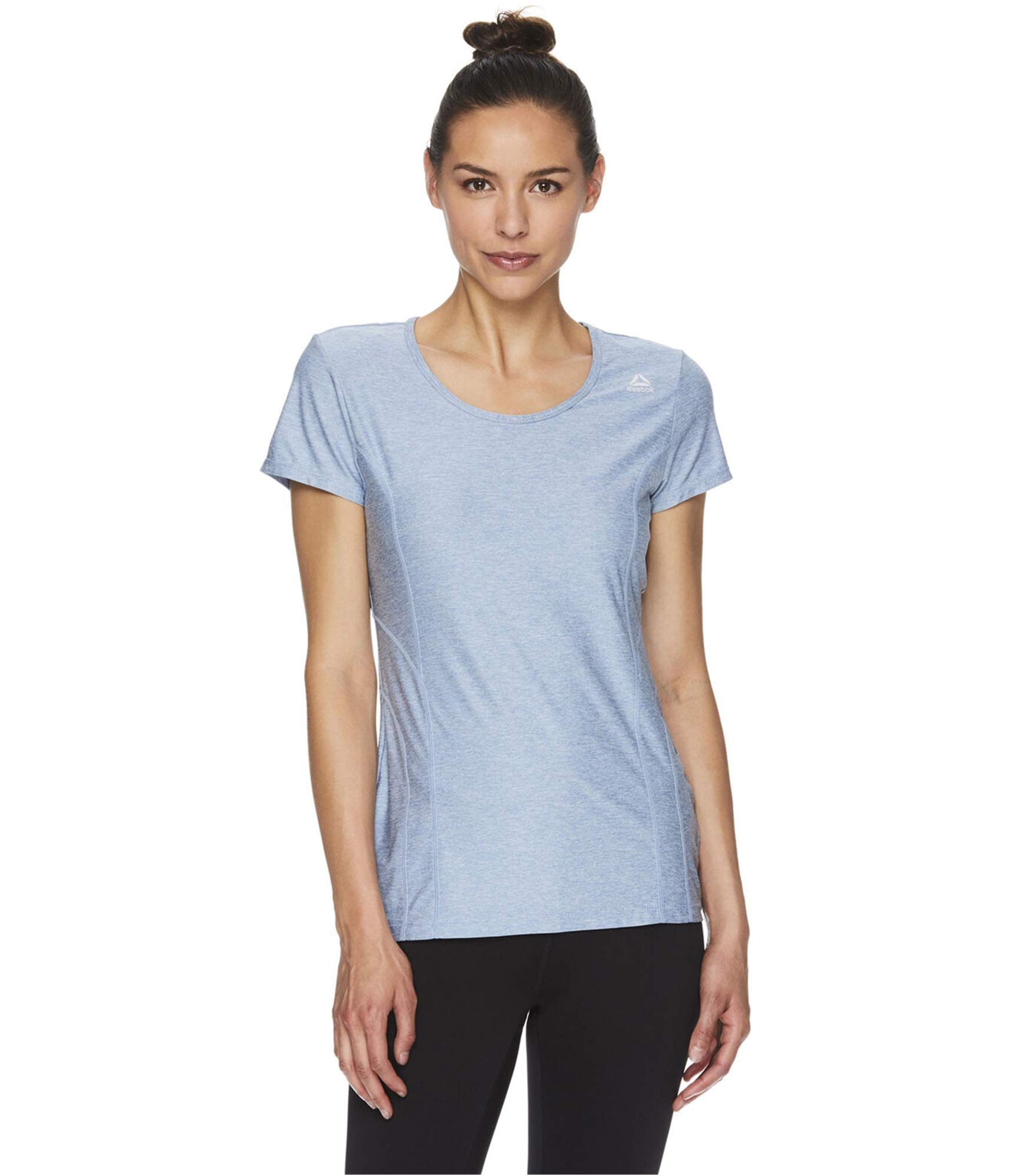 Reebok Womens Reversed Marled Basic T-Shirt, Blue, Large