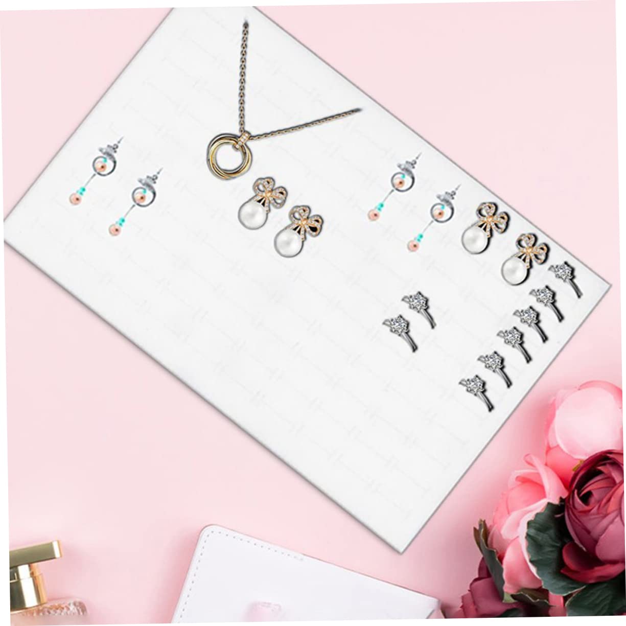 TIDTALEO 10pcs Jewelry Box Pad Velvet Choker Ring Display Holder Drawer Tray Jewelry Display Sponge Pad Ear Stud Holder Ring Foam Insert Jewelry Sponge Insert Holder Jewelry Supply White