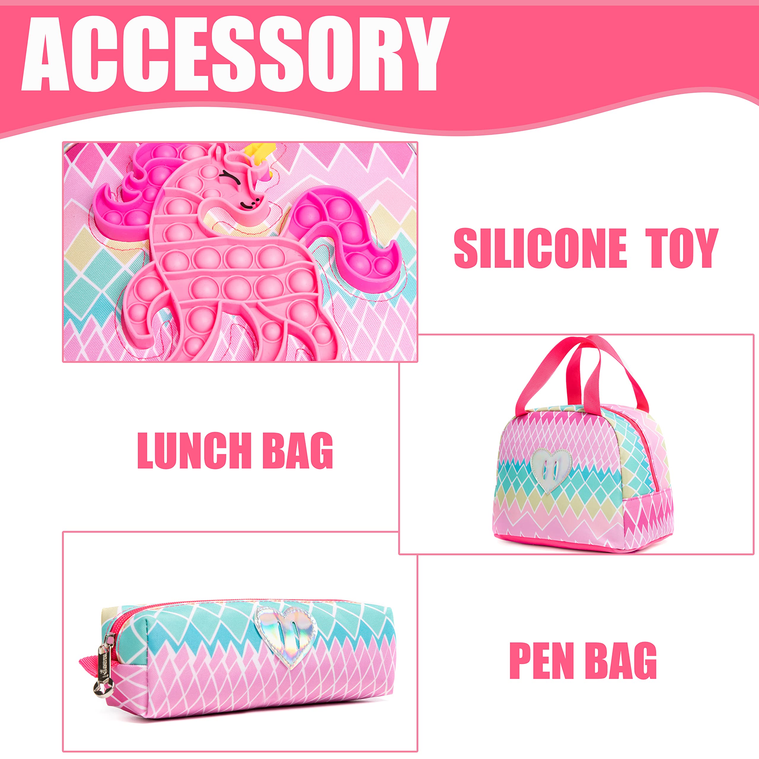 ZBAOGTW Unicorn Rolling Backpack for Girls Wheeled School Backpack 3 in 1 Girls Rolling Backpack for School,Travel,Picnic