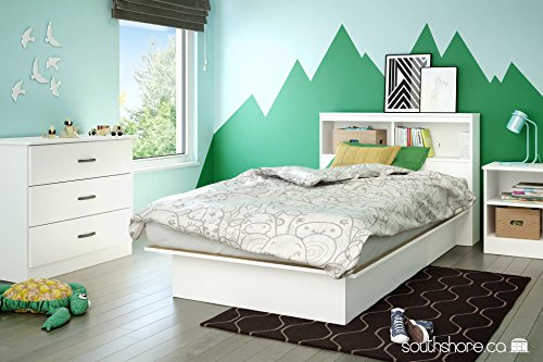 South Shore Libra Bookcase Headboard, Twin, Pure White