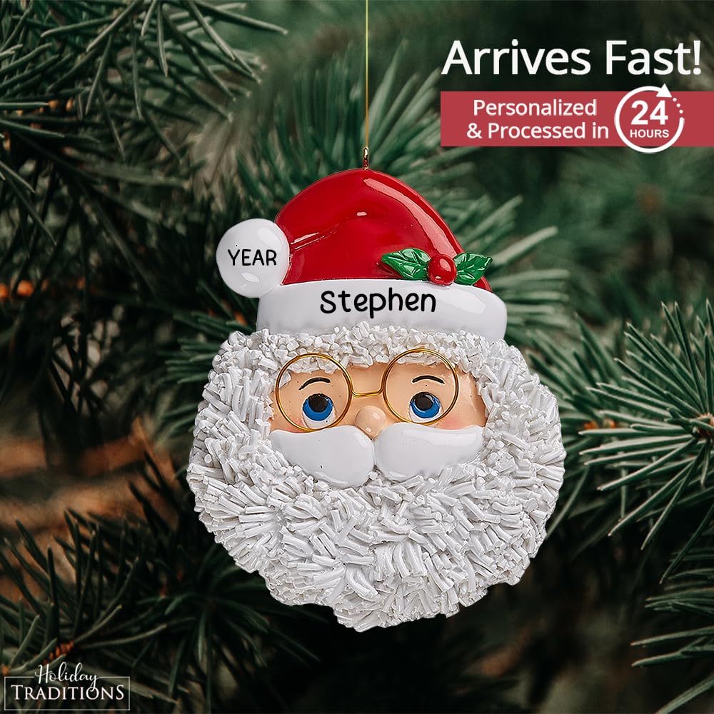 Santa Claus Personalized Christmas Ornaments 2023 - Fast & Free 24h Customization β Santa Face Christmas Decorations with Name - Comes Gift-Wrapped