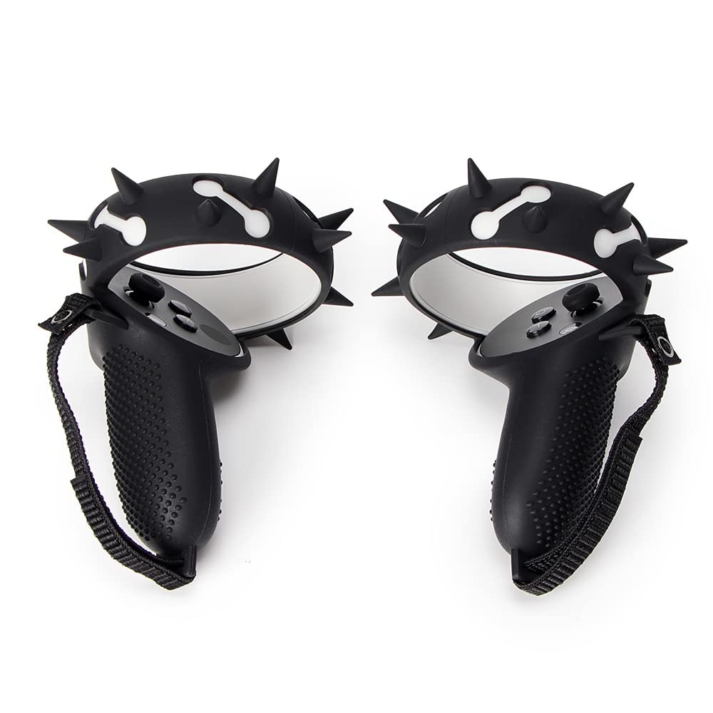 VR Protective Cover VR Glasses Controller Grip Silicone Protective Sleeve Helmet Cover for Quest 2 VR Headset (Black)