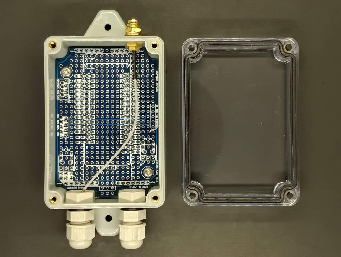 qBoxMini DIY IOT Enclosure Kit (One SMA), IOT Enclosure for Arduino MKR Feather ESP32 Cellular LoRa WiFi Board, Waterproof IP65 Enclosure with Glands, prototyping PCB and SMA Connector